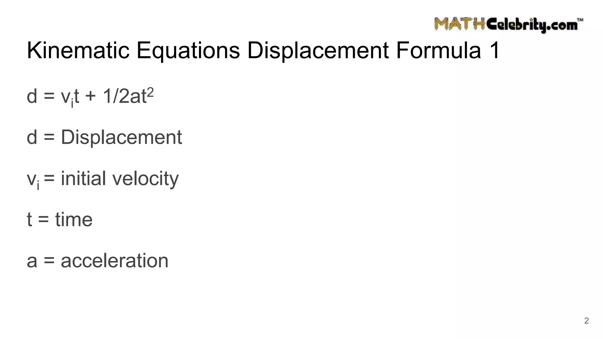 Kinematic equations | PPTX