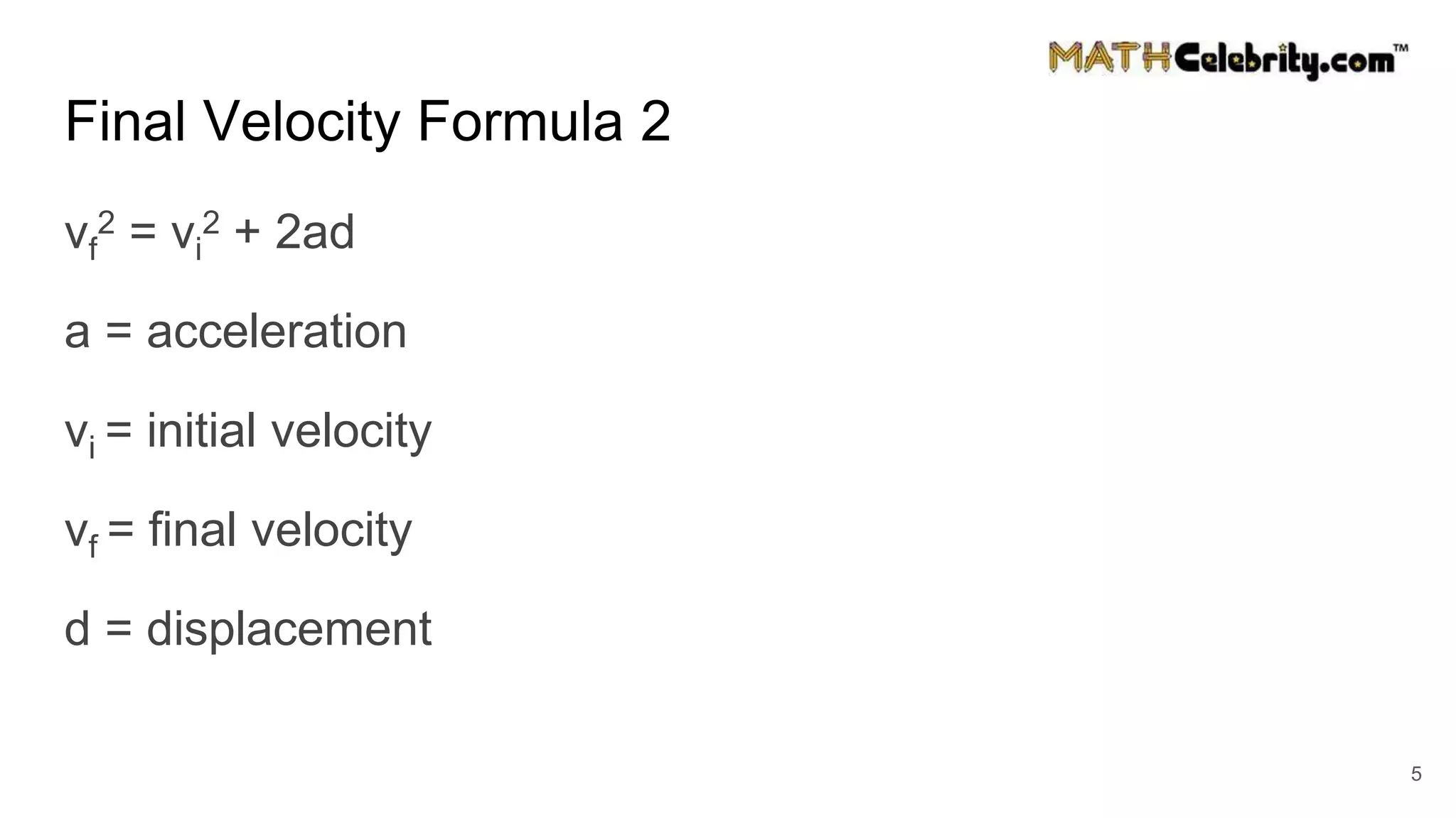 Kinematic equations | PPTX