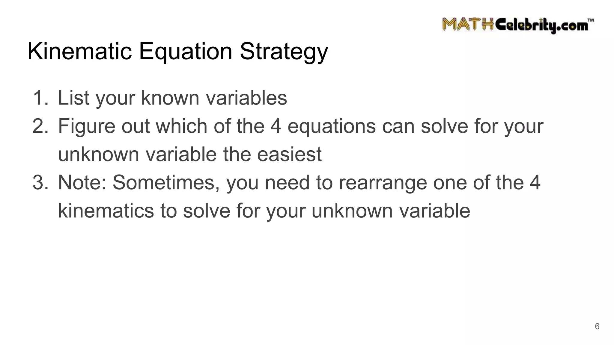 Kinematic equations | PPTX