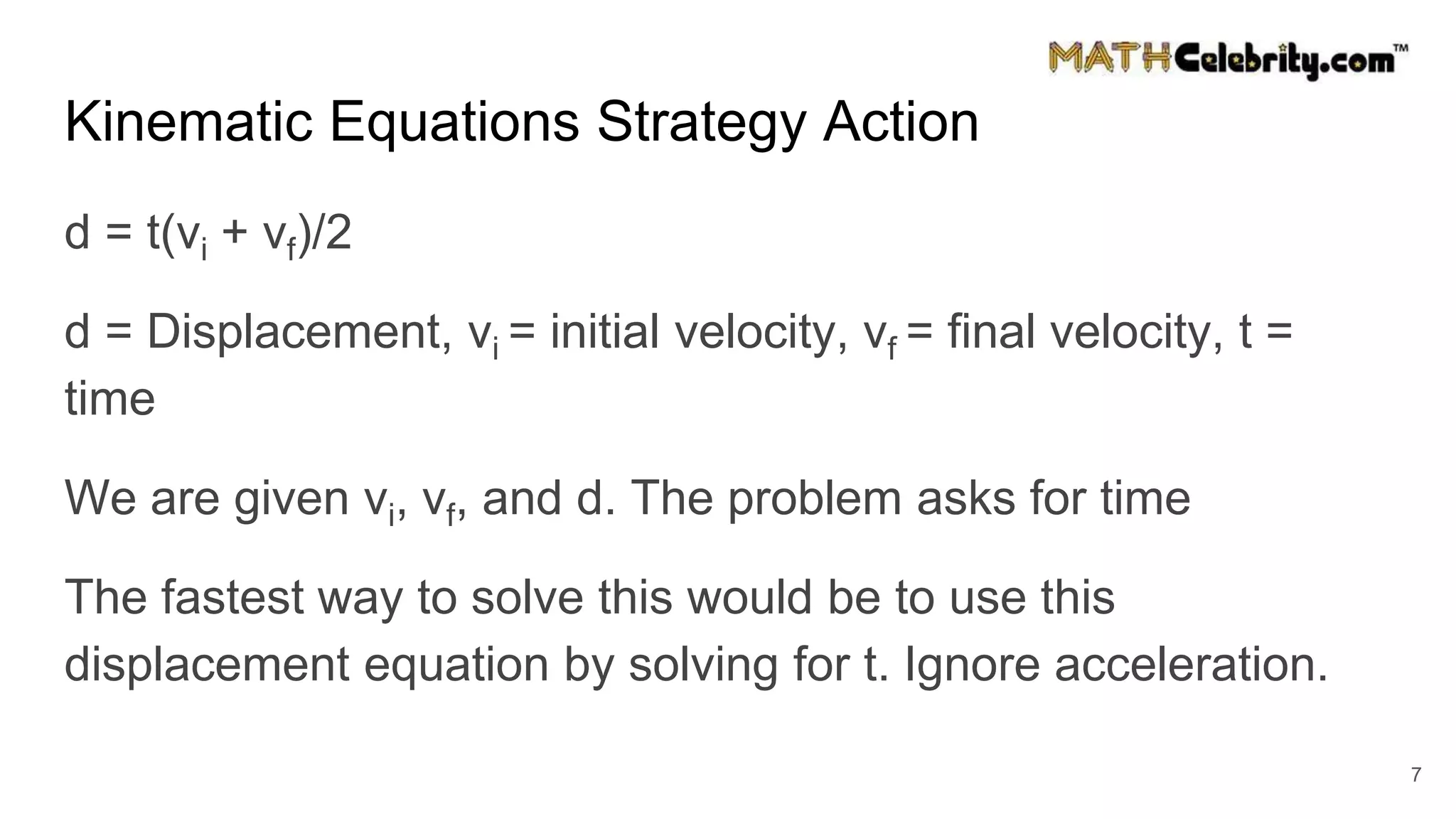 Kinematic equations | PPTX