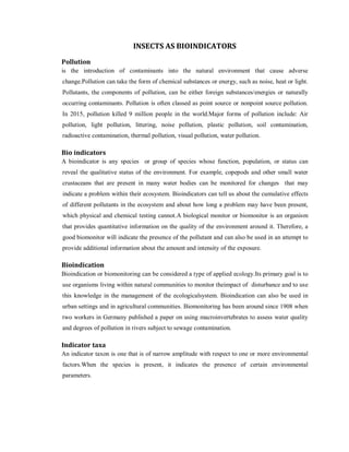 INSECTS AS BIO INDICATORS | PDF