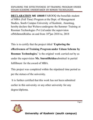 PROJECT REPORT ON EXPLORING THE EFFECTIVENESS OF TRANING PROGRAM UNDER ...