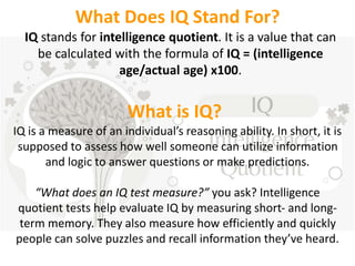 Intelligent Quotient Presentation with test samples | PPT