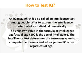 Intelligent Quotient Presentation with test samples | PPT
