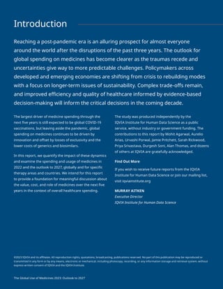 Global Use of Medicine - 2023 by IQVIA | PDF
