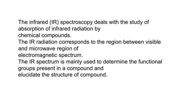 Introduction to infrared spectroscopy: A literature | PPT | Free Download