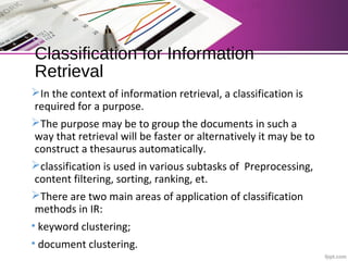 automatic classification in information retrieval | PPT