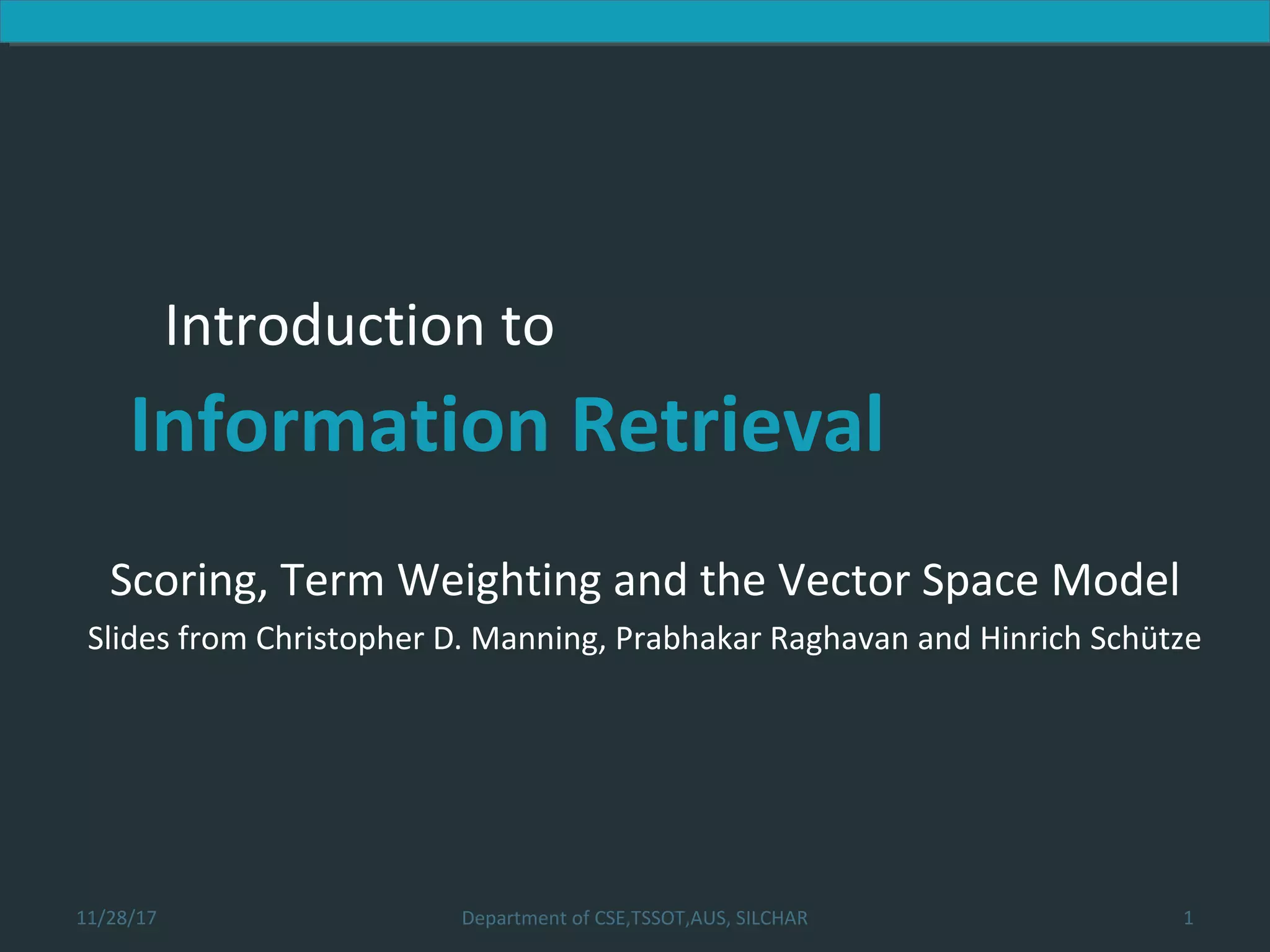 Vector Space Retrieval Model