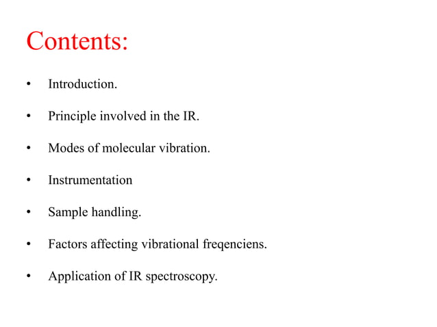 Infrared Spectroscopy | PPTX | Chemistry | Science