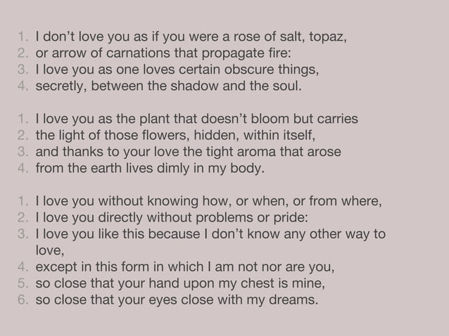 Sonnet xvii by Pablo Neruda | PPTX | Poetry | Books and Literature