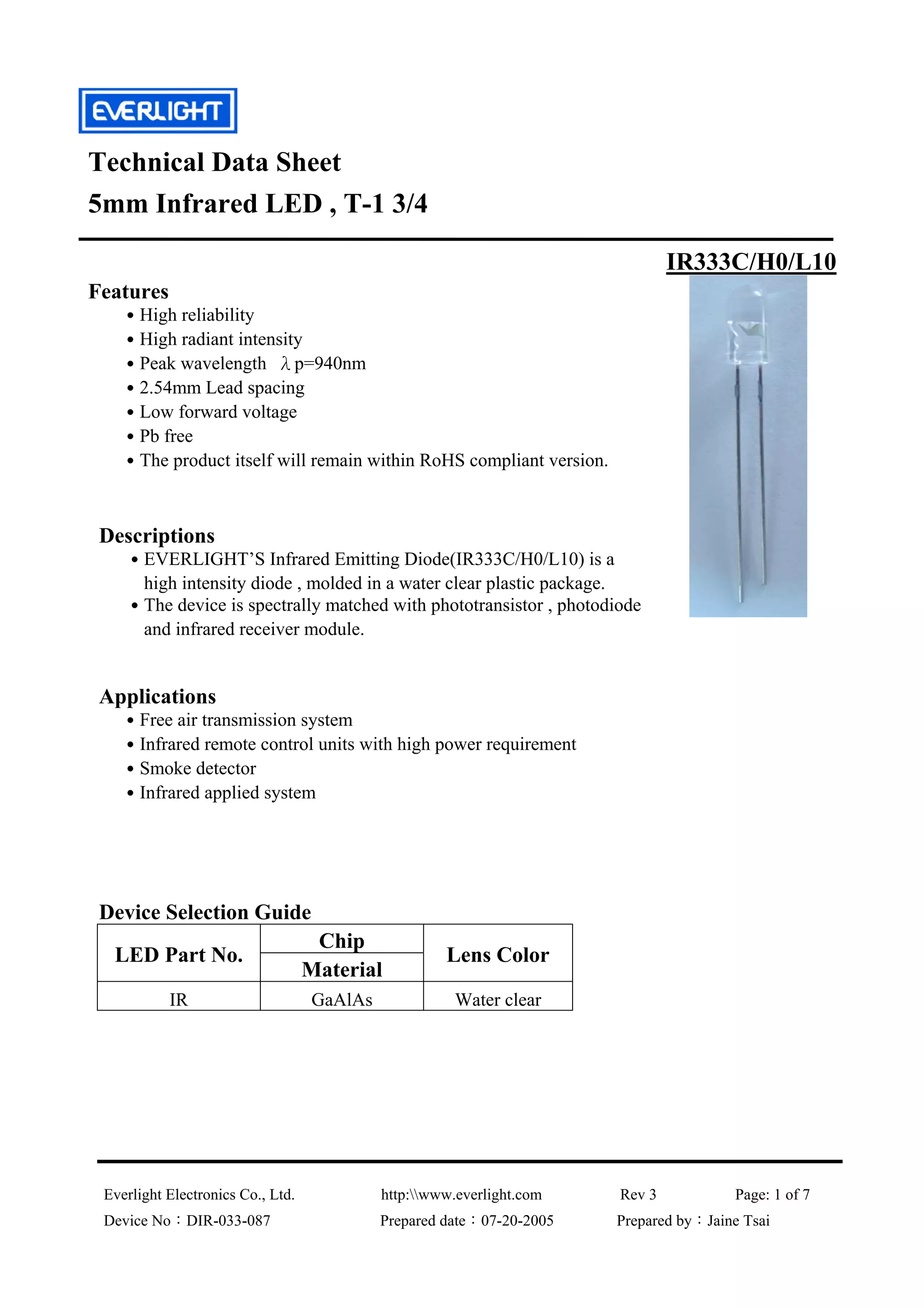 IR333C-H0-L10 Datasheet | PDF