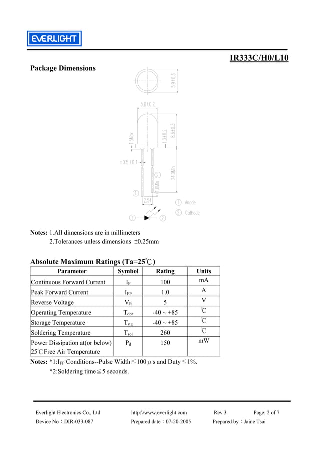 IR333C-H0-L10 Datasheet | PDF