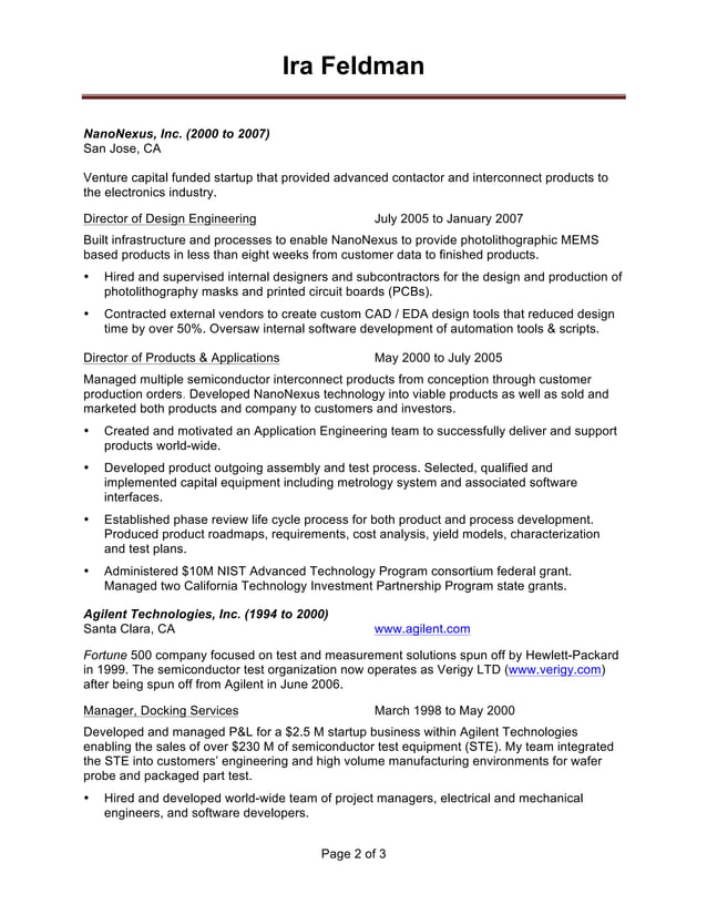 Ira Feldman Resume 120603 | PDF