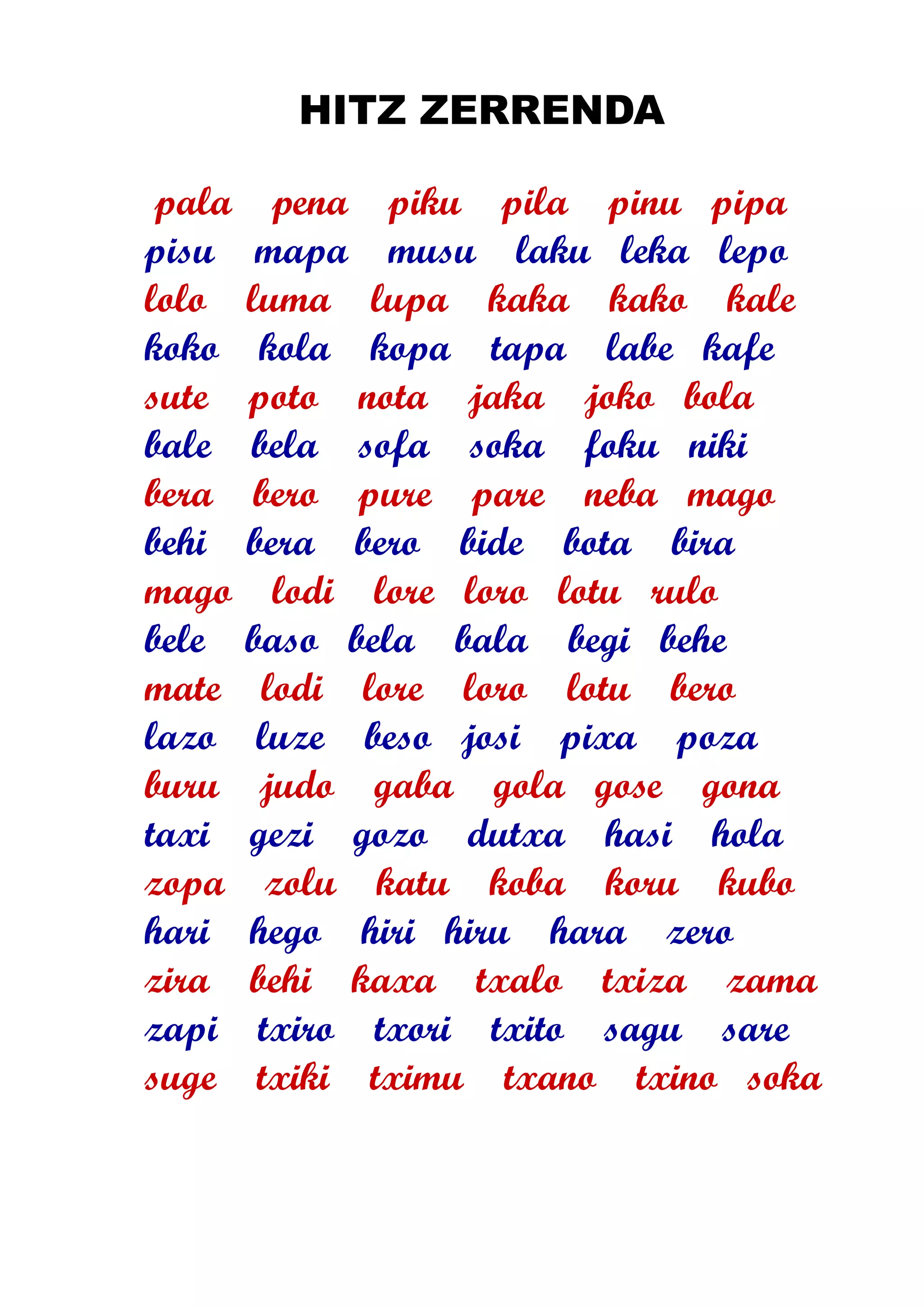 Irakurketa SILBIKOA - KUBOAK- letra XEHEA | PDF