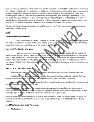 Toxicity of lead and mercury | PDF