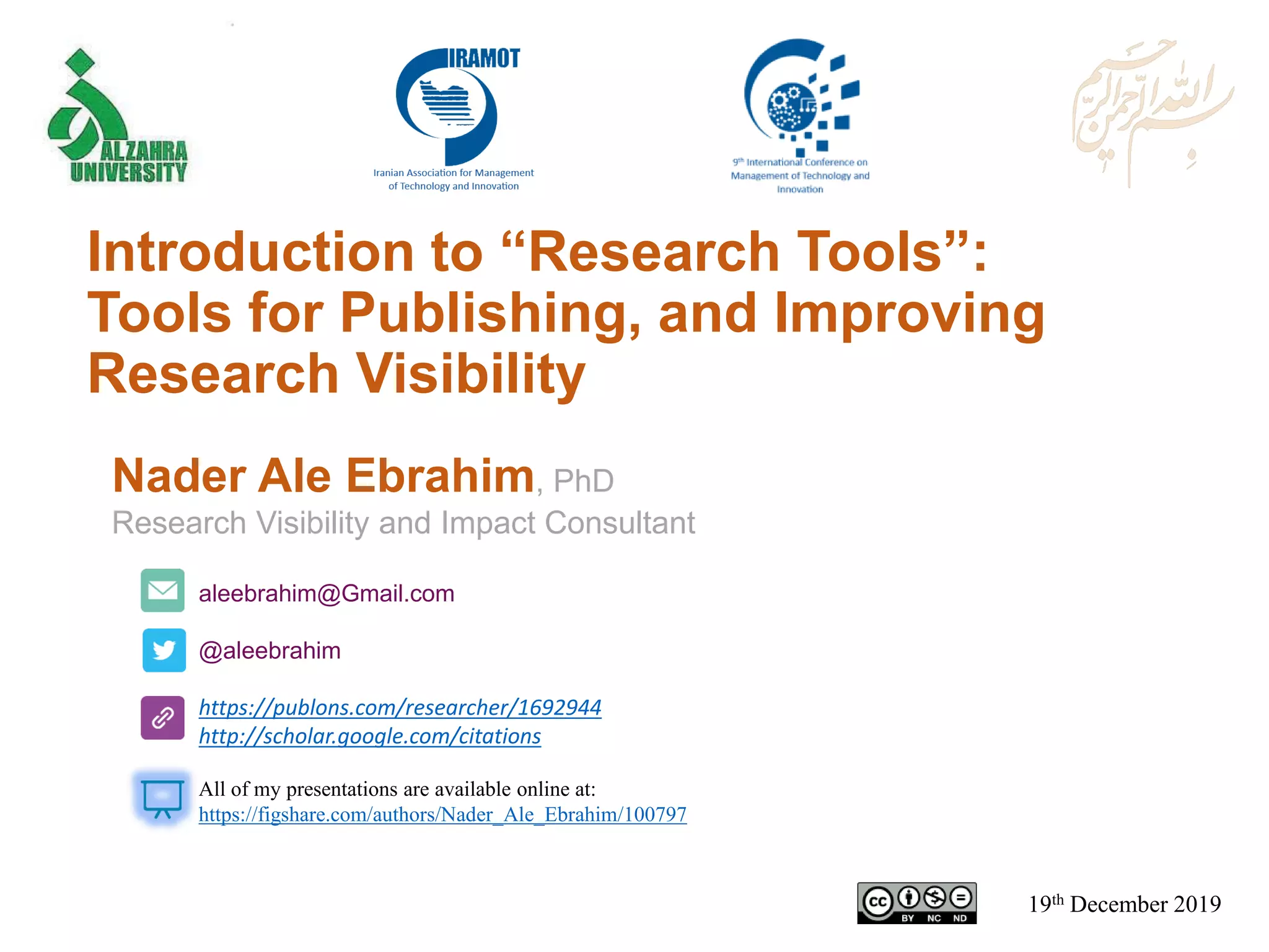 Introduction to “Research Tools”: Tools for Publishing, and Improving ...