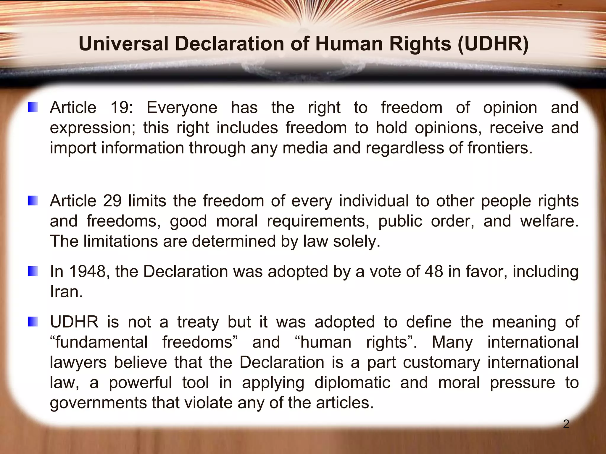 Iran and international Treaties on Freedom of Expression | PPTX
