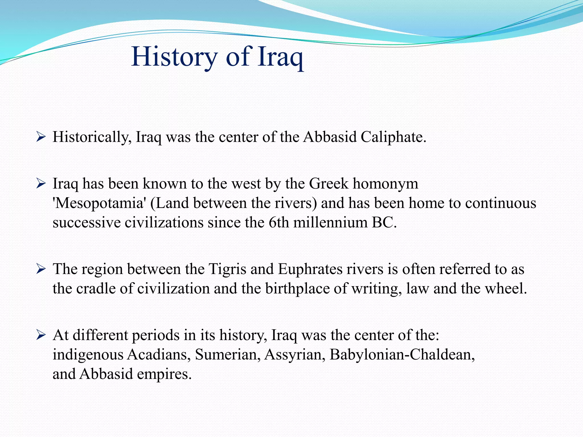 Iraq civilization modren | PPTX