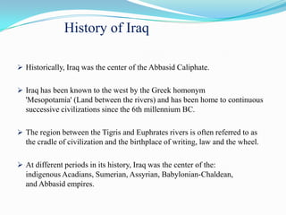 Iraq civilization modren | PPTX