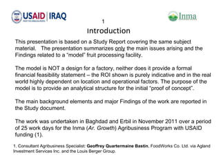 Iraq Fruit Juice Project | PPT