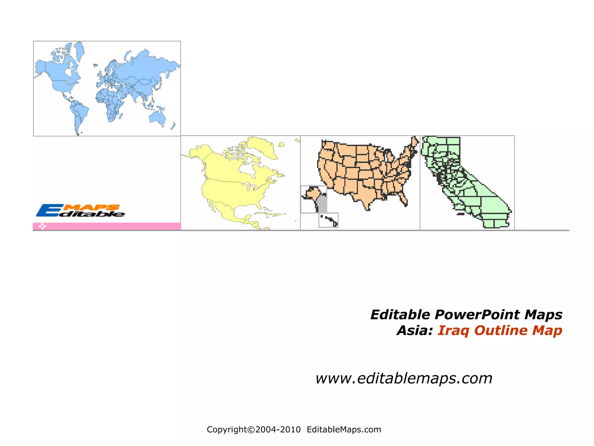 Iraq map, Iraq outline map, Iraq editable map, Iraq PowerPoint map | PPT