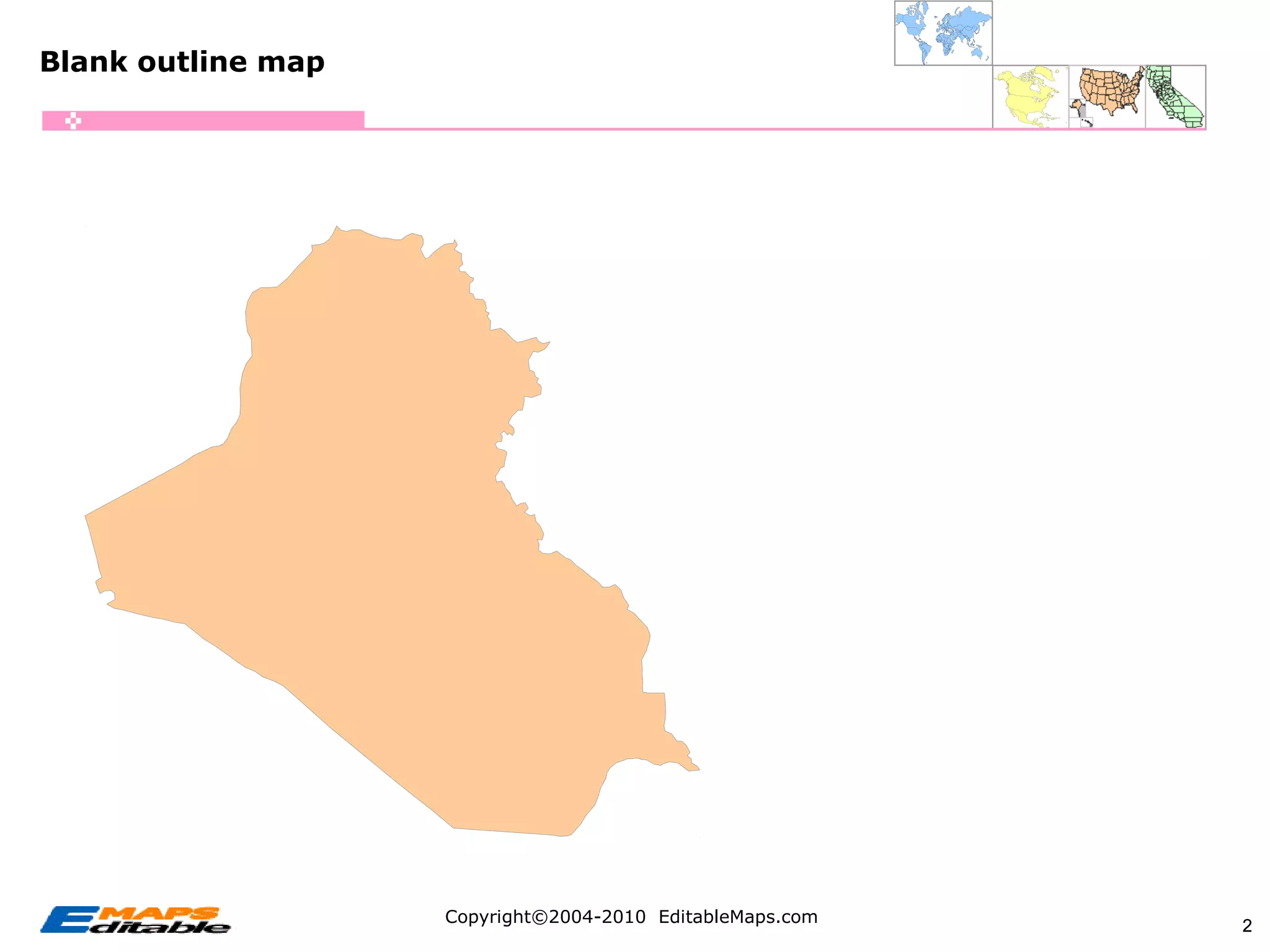 Iraq map, Iraq outline map, Iraq editable map, Iraq PowerPoint map | PPT
