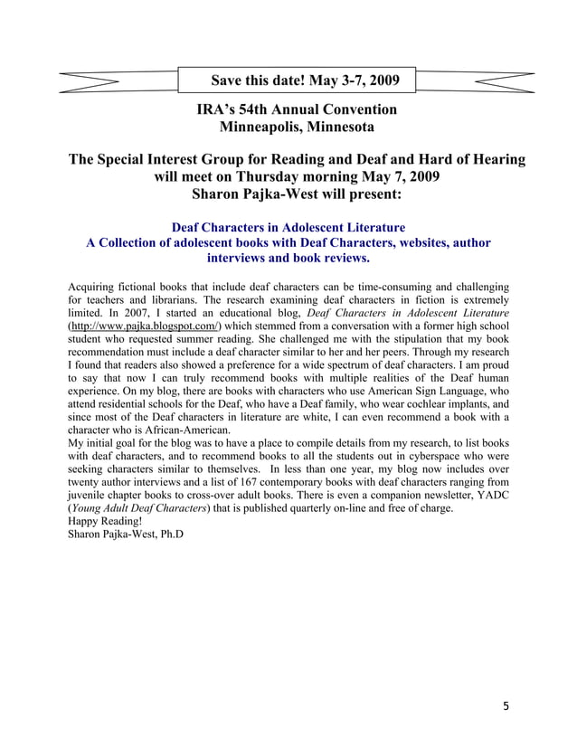 IRA SIG Deaf HH newsletter 2008 | PDF