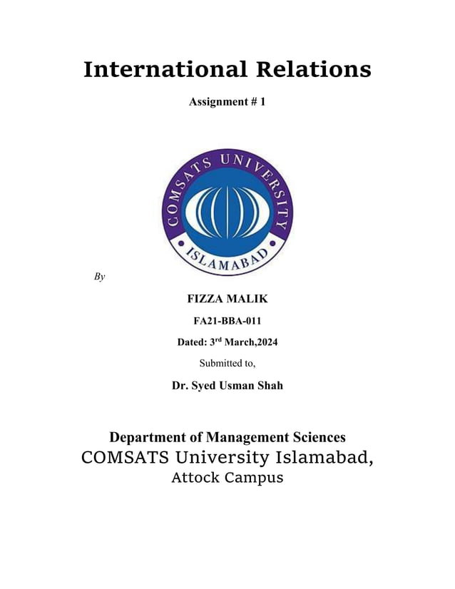 IR assignment.docx Assignment International Relations | PDF