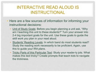 tips for planning interactive read aloud | PPTX
