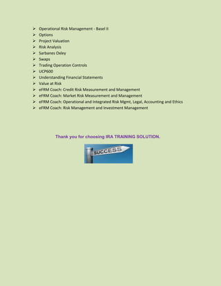 IRA Training Profile | DOCX