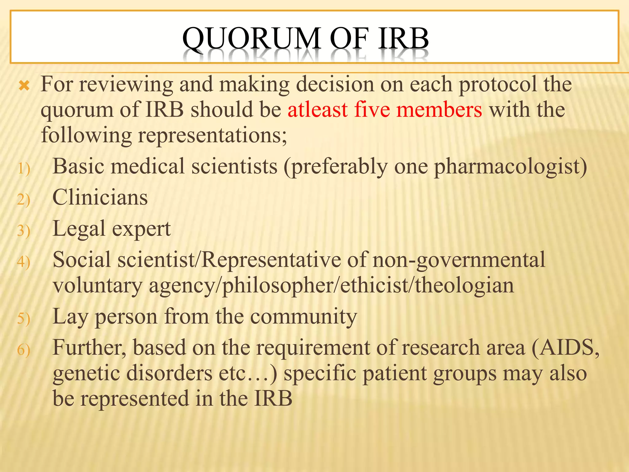 Institutional review board/Independent ethics Committee | PPTX