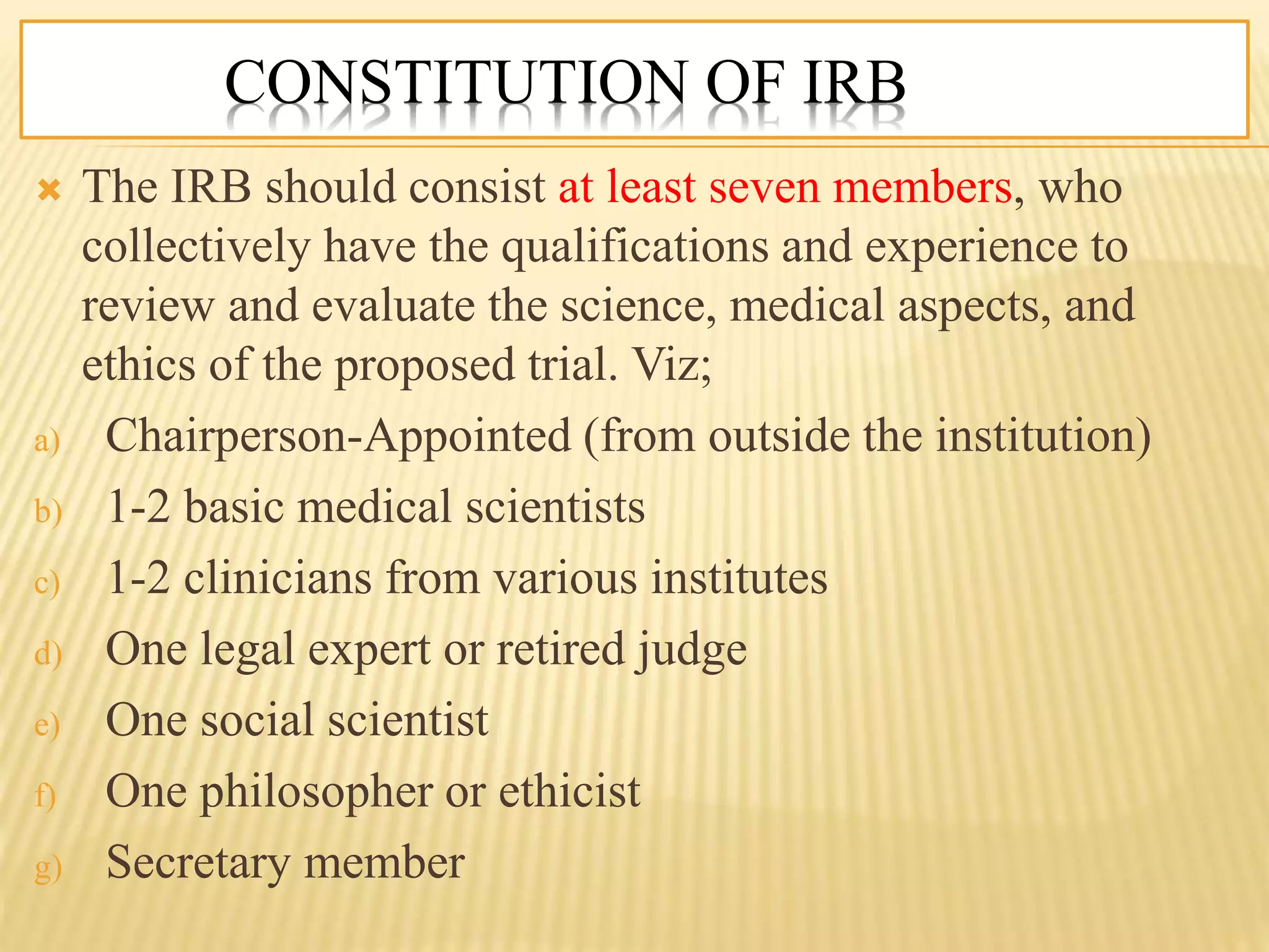 Institutional review board/Independent ethics Committee | PPTX