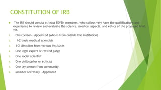 institutional review board and independent ethics committee | PPTX