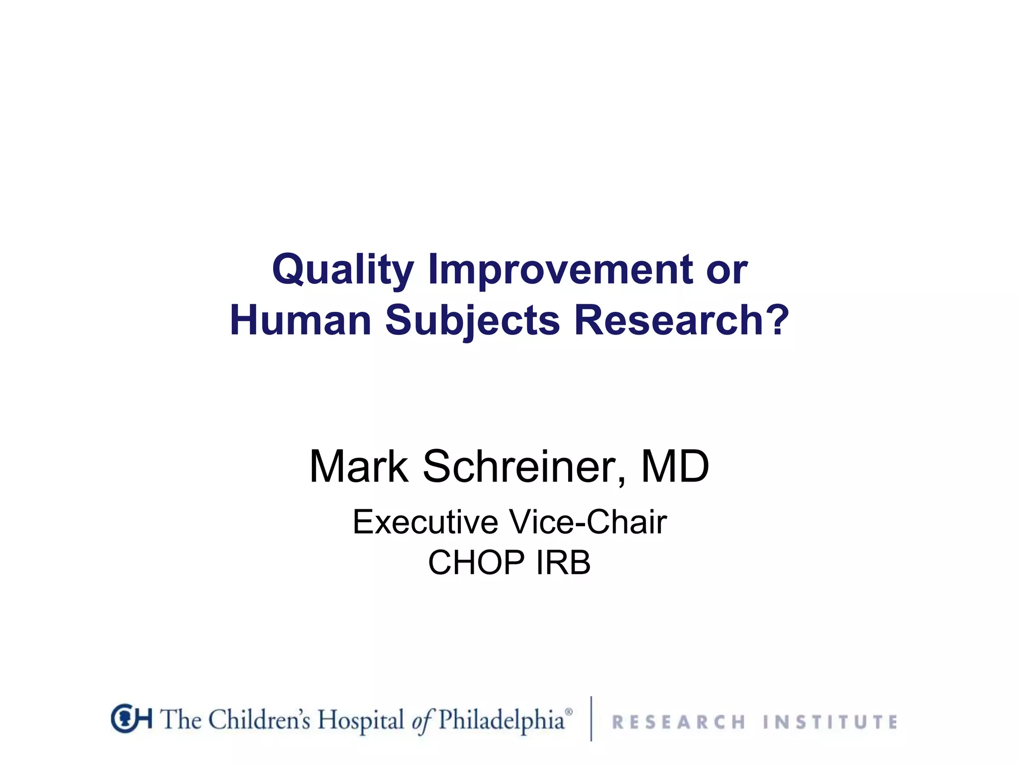 IRB Challenges QI vs Research | PPTX