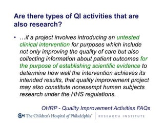 IRB Challenges QI vs Research | PPTX