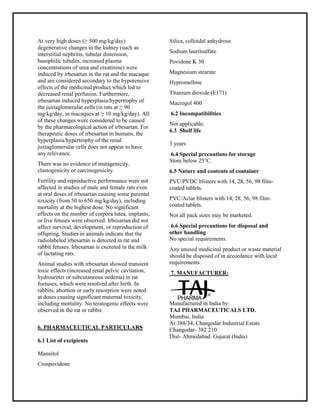 Irbesartan 150 mg film coated tablets smpc- taj pharmaceuticals | PDF