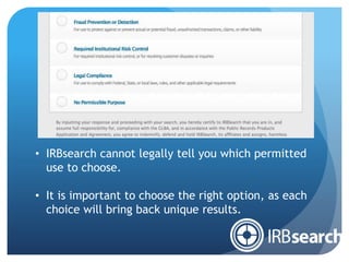 IRBsearch | GLBA data | PPTX