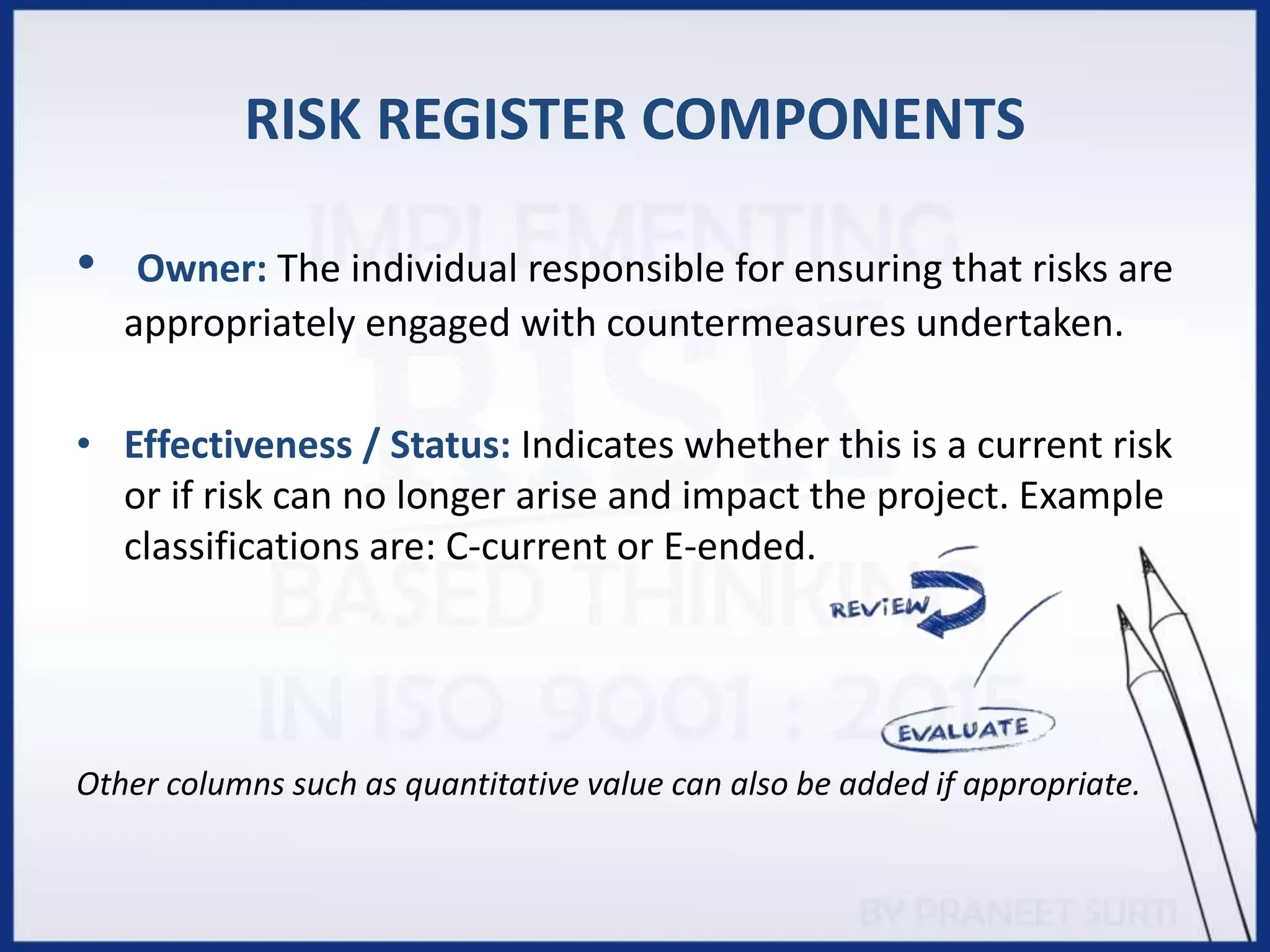 Implementing Risk Based Thinking in HLS OF ISO 9001:2015 - Praneet ...
