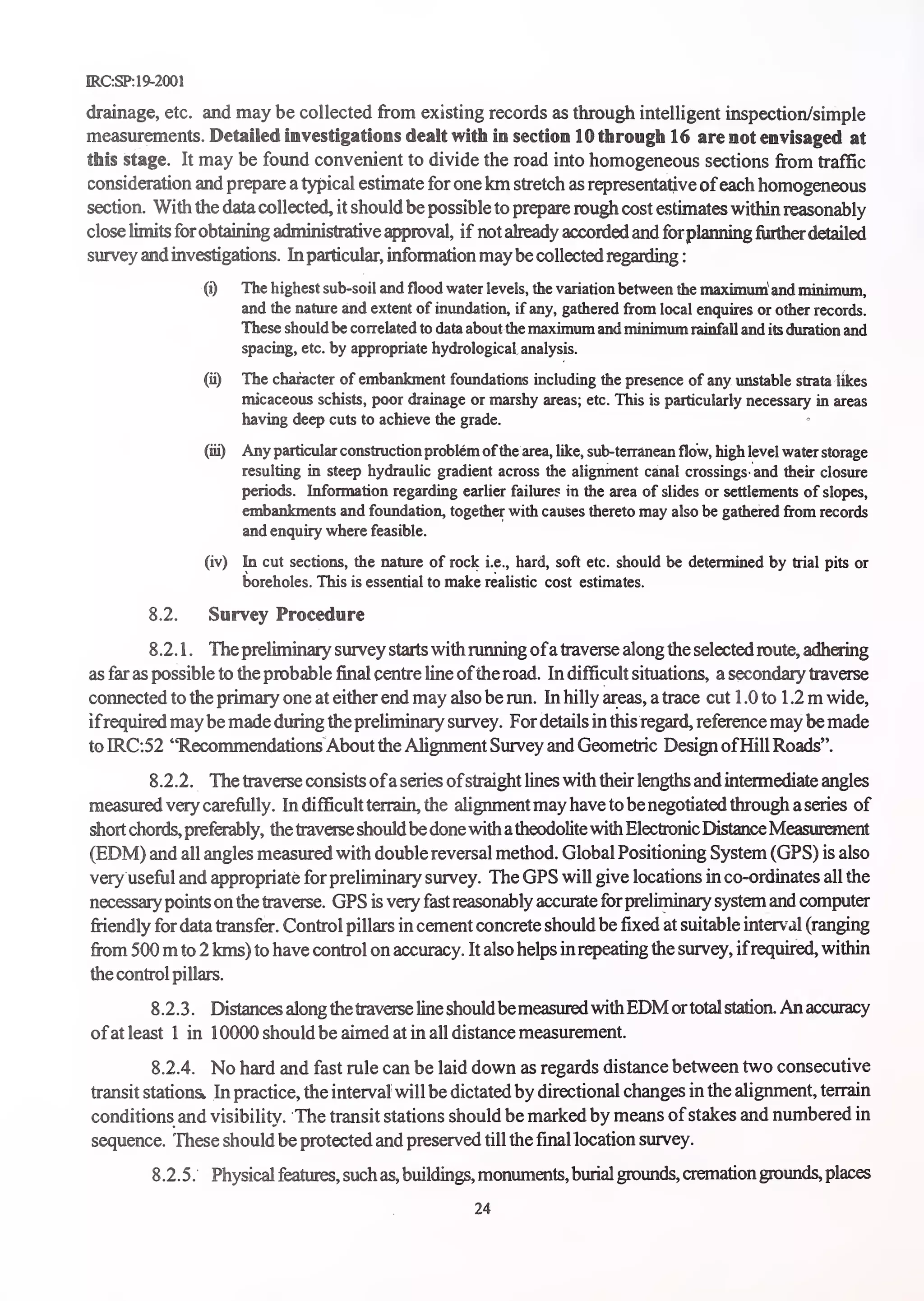 IRC.SP.19-2001 - MANUAL FOR SURVEY, INVESTIGATION AND PREPARATION OF ROAD PROJECTS | PDF