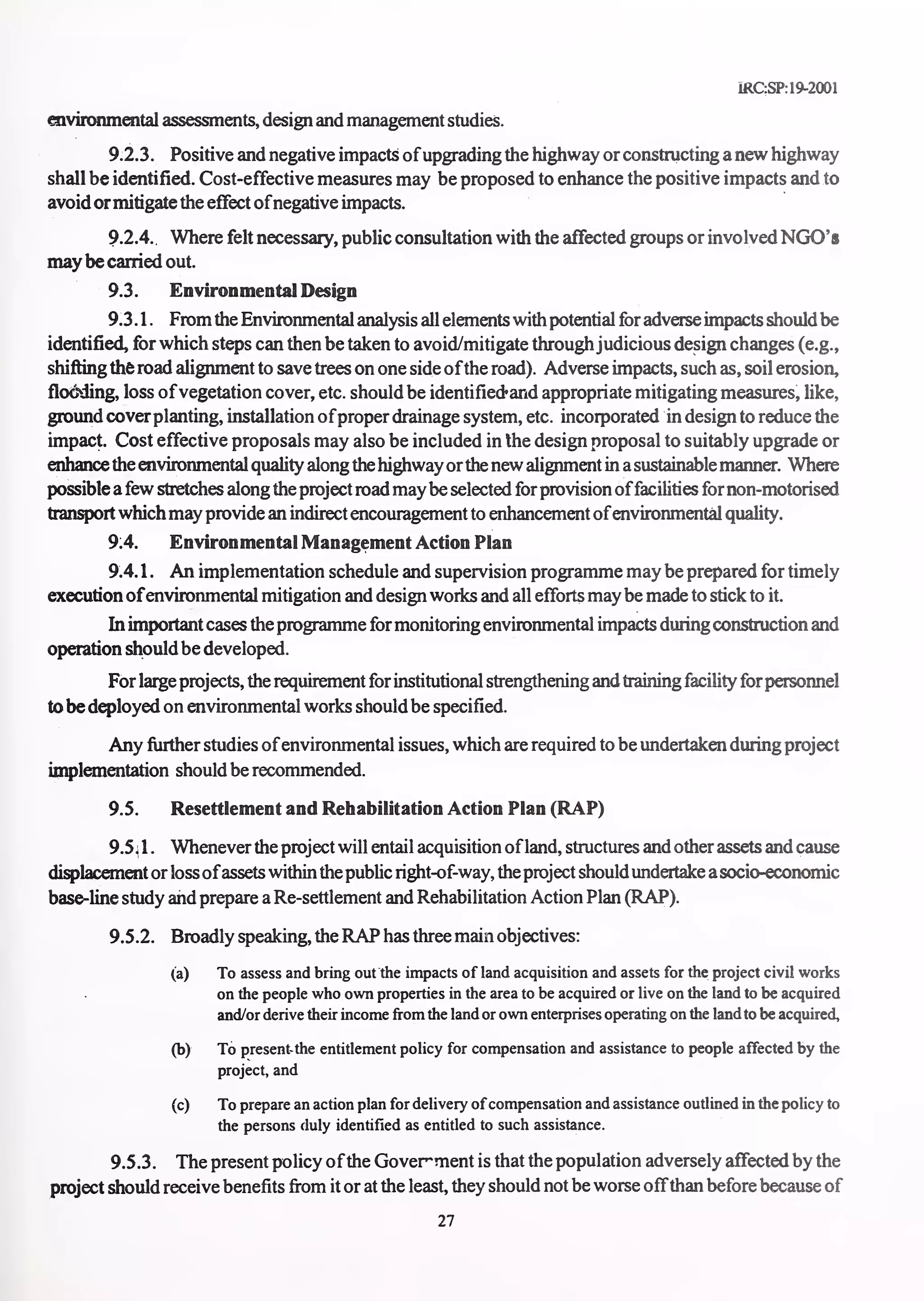 IRC.SP.19-2001 - MANUAL FOR SURVEY, INVESTIGATION AND PREPARATION OF ROAD PROJECTS | PDF
