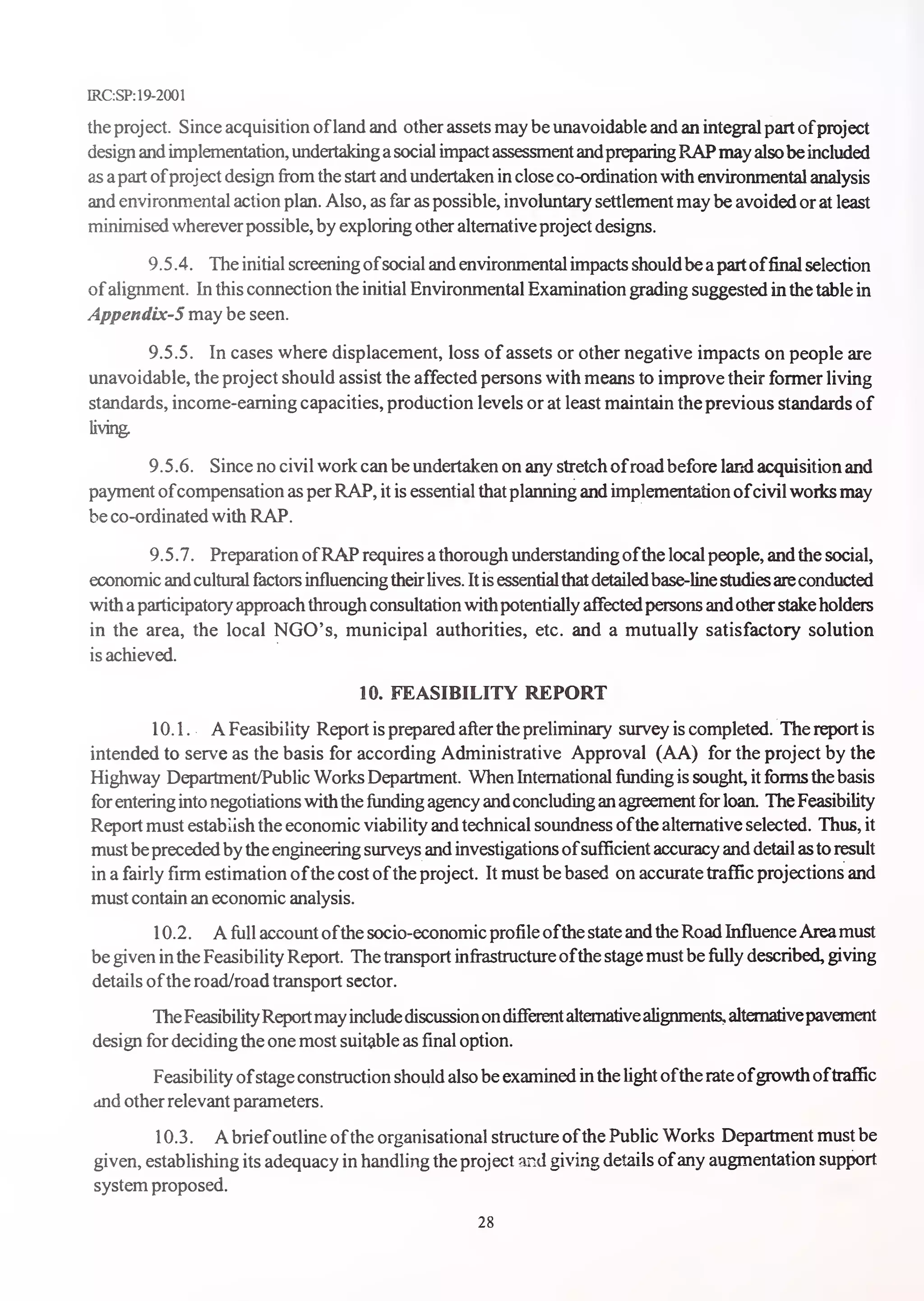 IRC.SP.19-2001 - MANUAL FOR SURVEY, INVESTIGATION AND PREPARATION OF ROAD PROJECTS | PDF