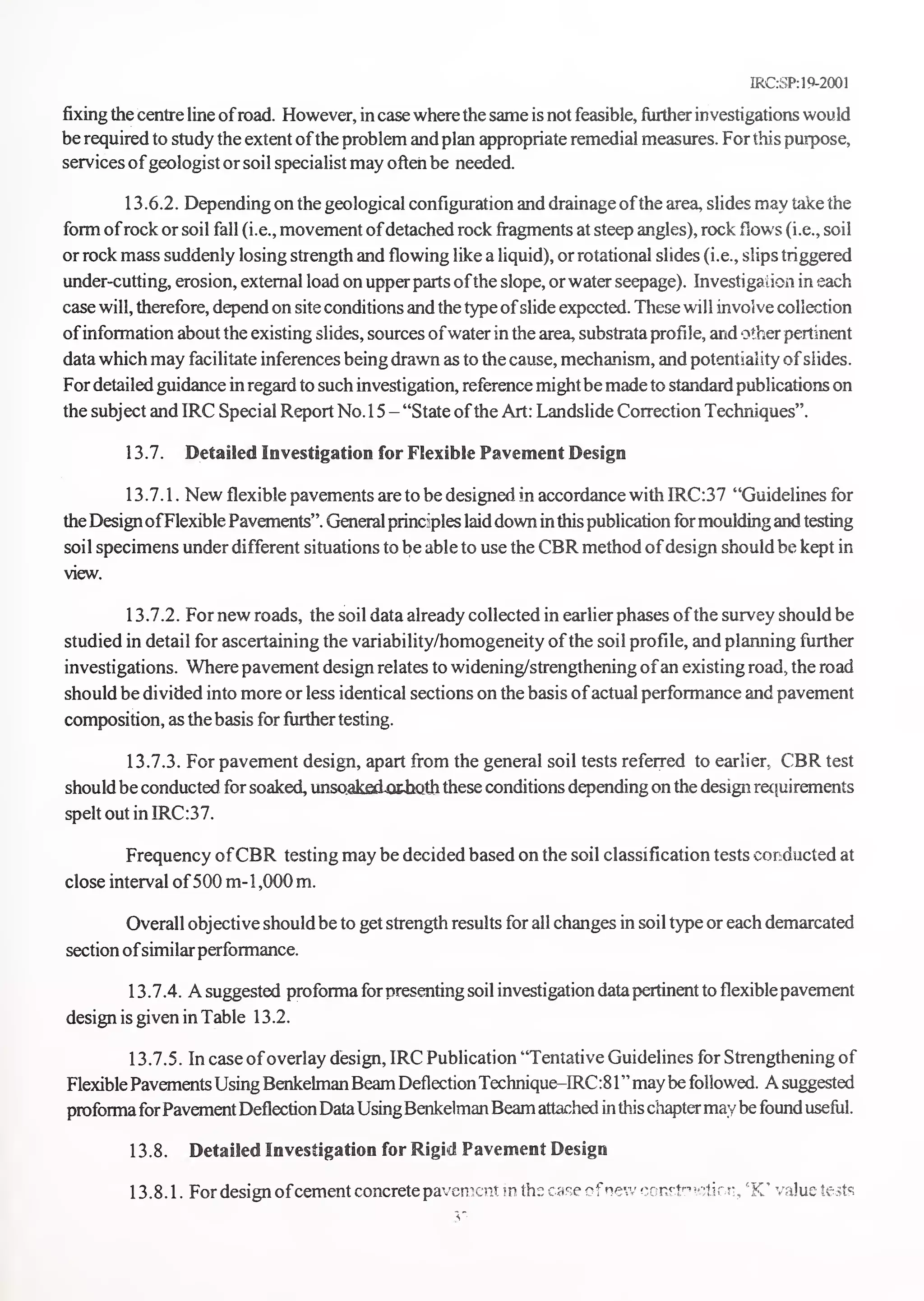 IRC.SP.19-2001 - MANUAL FOR SURVEY, INVESTIGATION AND PREPARATION OF ROAD PROJECTS | PDF