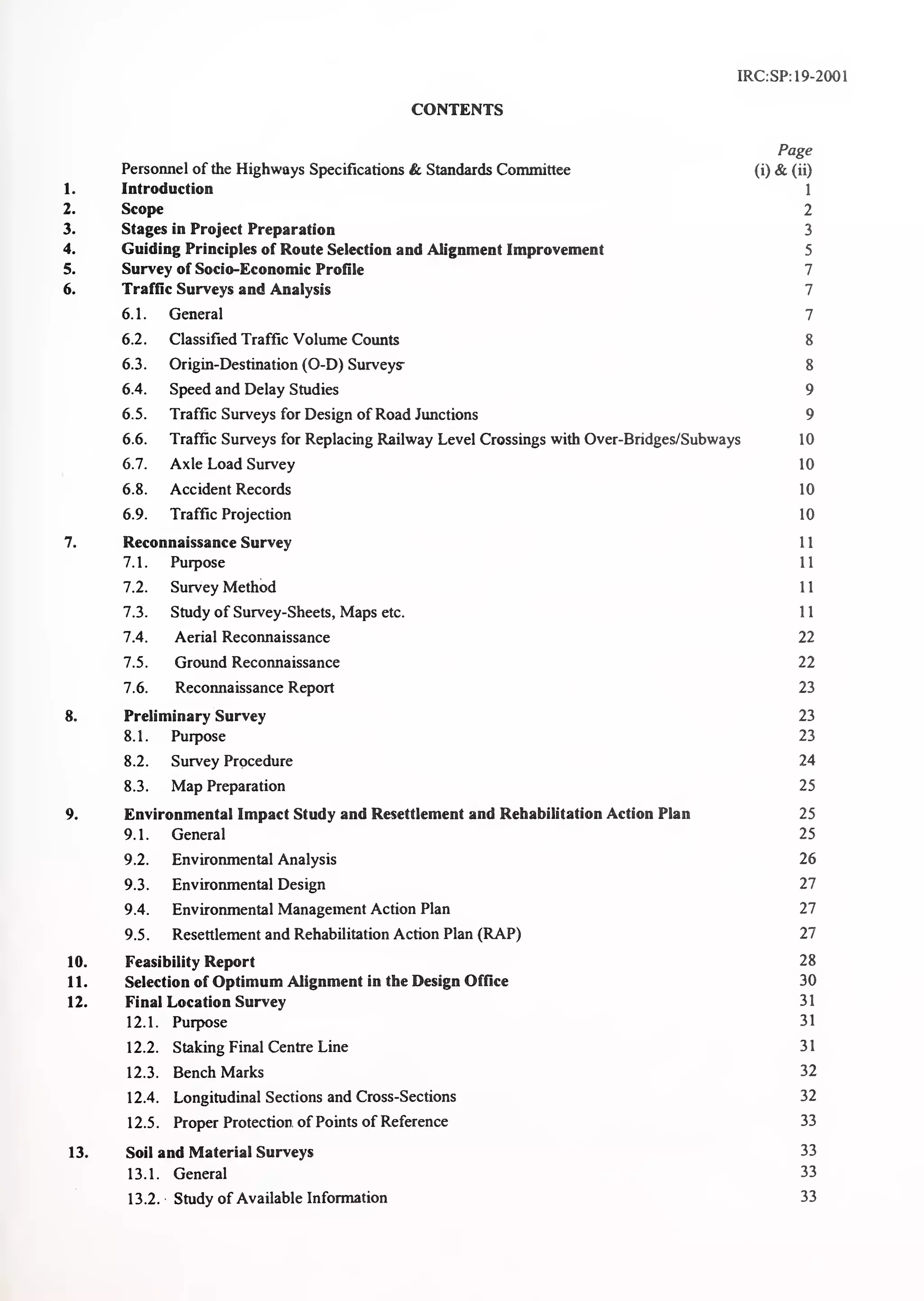 IRC.SP.19-2001 - MANUAL FOR SURVEY, INVESTIGATION AND PREPARATION OF ...