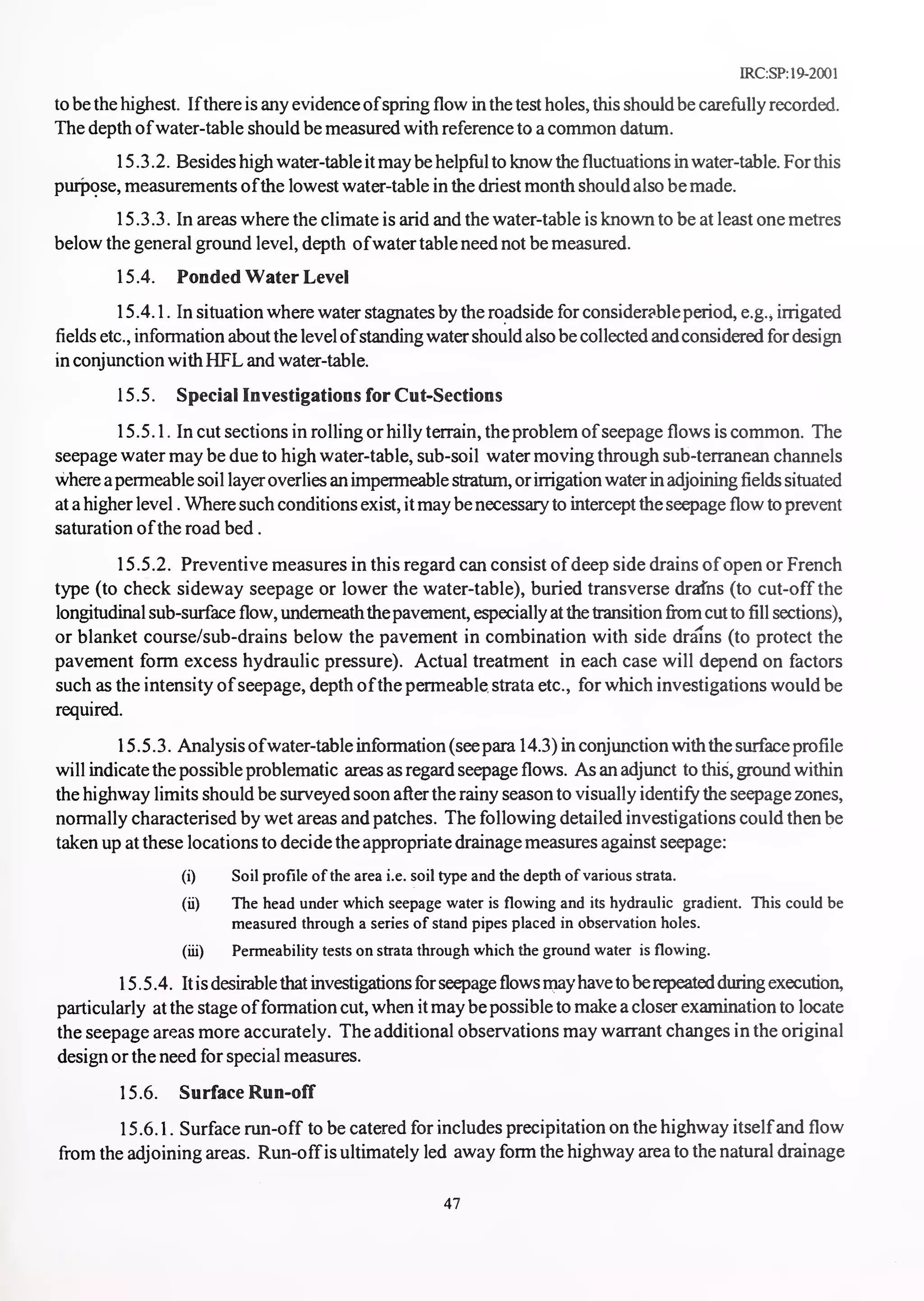 IRC.SP.19-2001 - MANUAL FOR SURVEY, INVESTIGATION AND PREPARATION OF ...