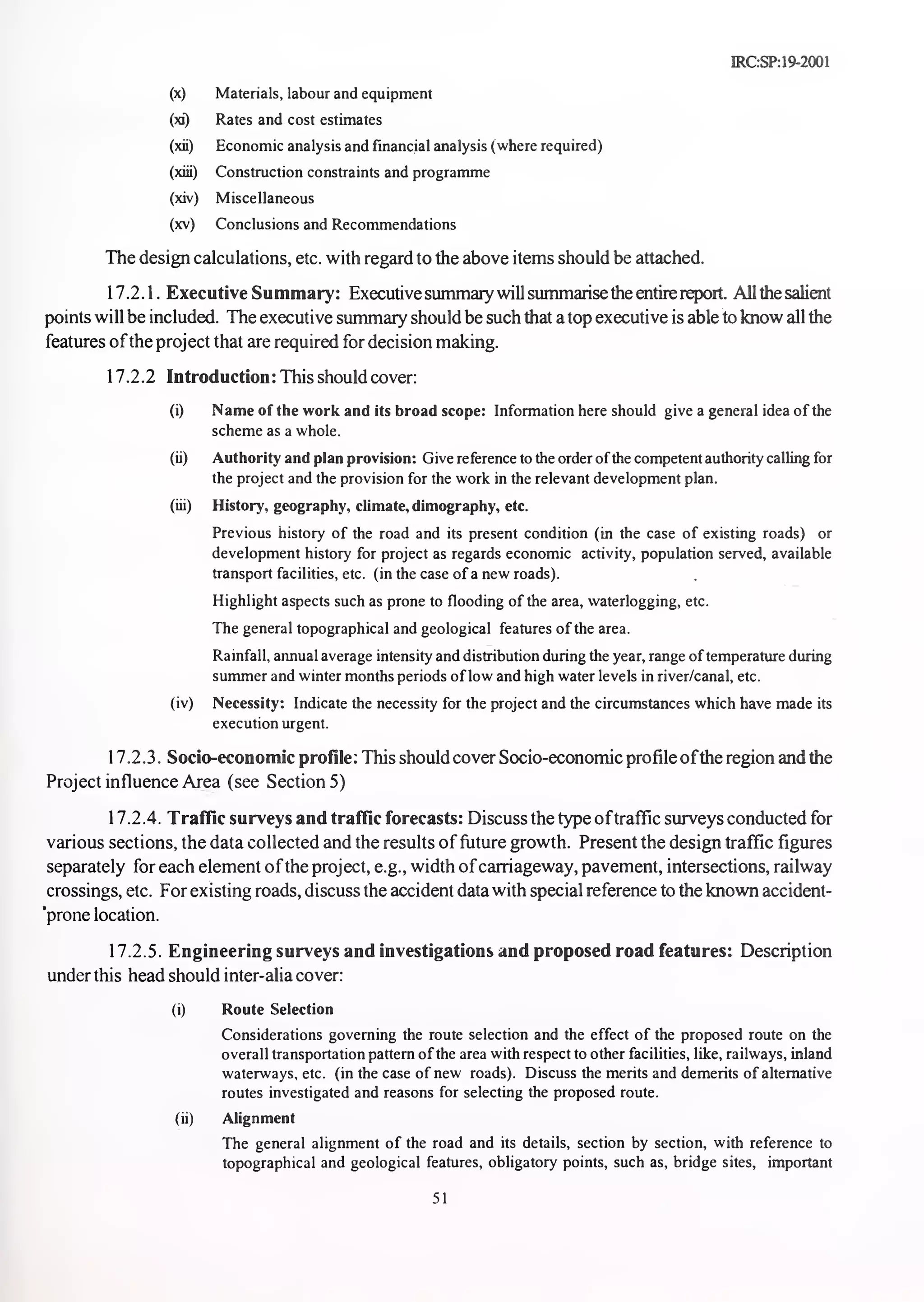 IRC.SP.19-2001 - MANUAL FOR SURVEY, INVESTIGATION AND PREPARATION OF ROAD PROJECTS | PDF