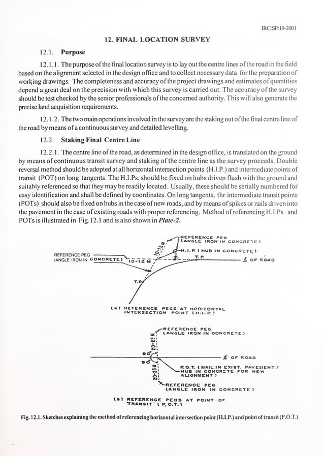 IRC.SP.19-2001 - MANUAL FOR SURVEY, INVESTIGATION AND PREPARATION OF ROAD PROJECTS | PDF