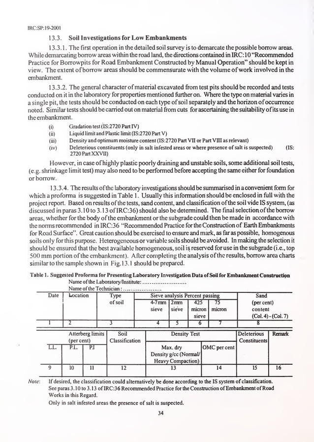 IRC.SP.19-2001 - MANUAL FOR SURVEY, INVESTIGATION AND PREPARATION OF ROAD PROJECTS | PDF