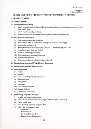 IRC.SP.19-2001 - MANUAL FOR SURVEY, INVESTIGATION AND PREPARATION OF ROAD PROJECTS | PDF