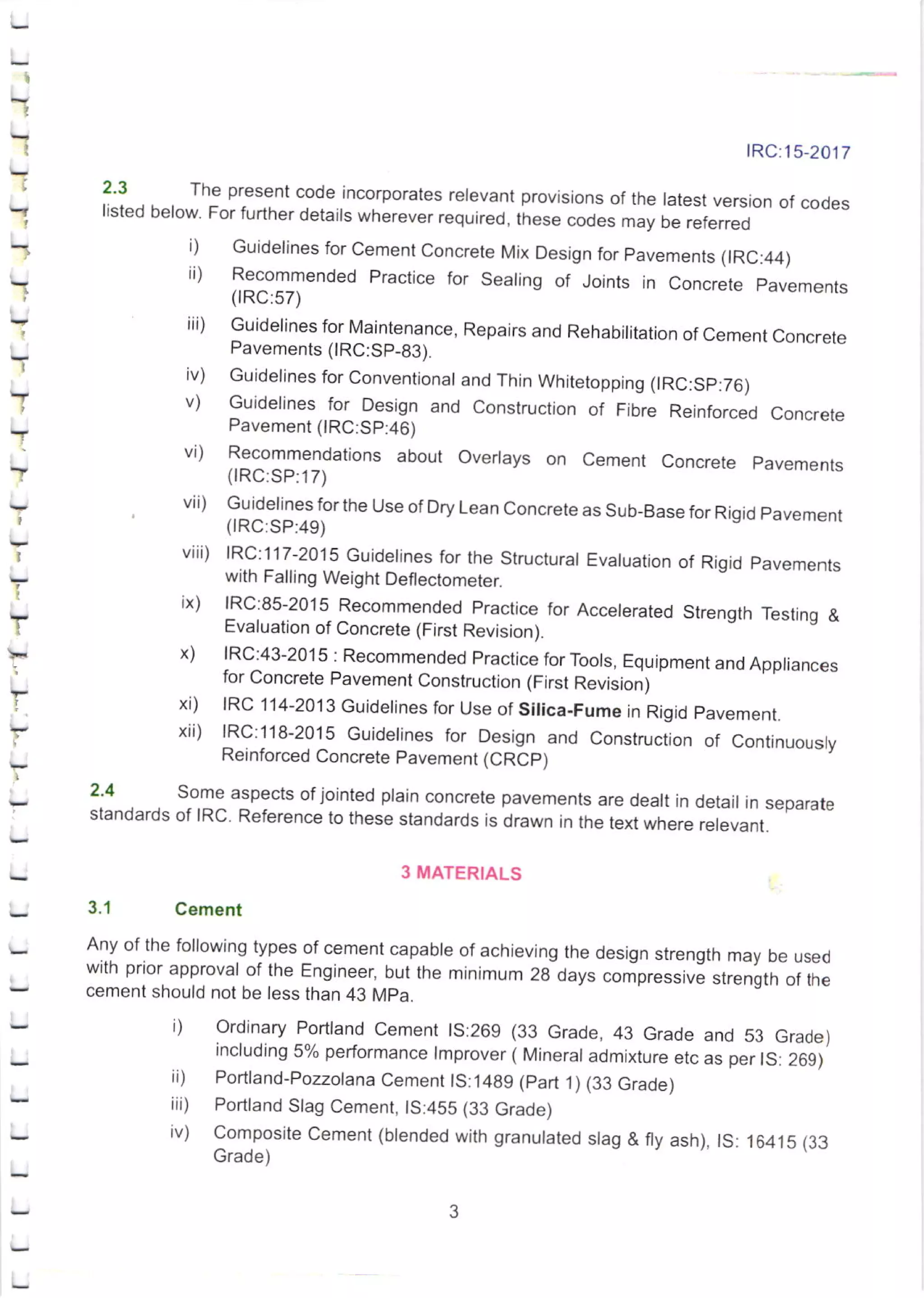 IRC:15-2017 CODE OF PRACTICE FOR CONSTRUCTION OF JOINTED PLAIN CONCRETE ...