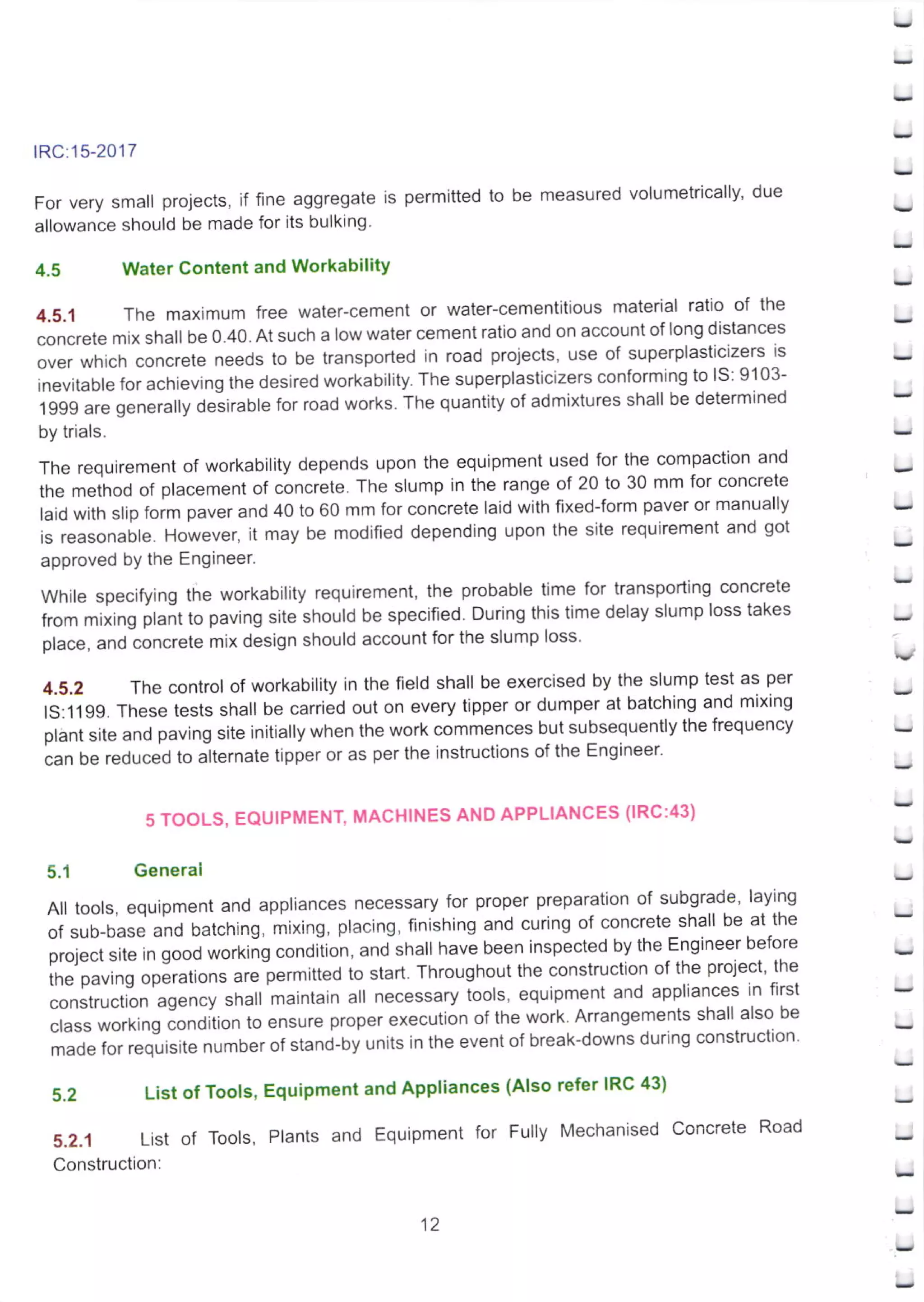 IRC:15-2017 CODE OF PRACTICE FOR CONSTRUCTION OF JOINTED PLAIN CONCRETE ...